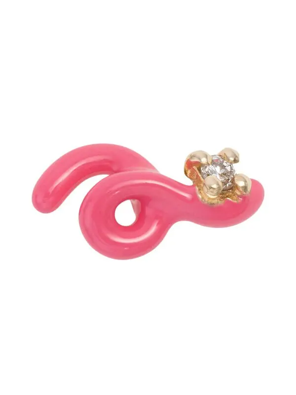 Bea Bongiasca Loop Goldtone, Enamel & 0.015 Tcw Diamond Single Mini Stud Earring