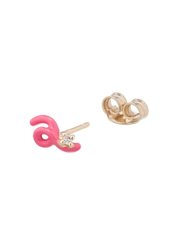 Bea Bongiasca Loop Goldtone, Enamel & 0.015 Tcw Diamond Single Mini Stud Earring