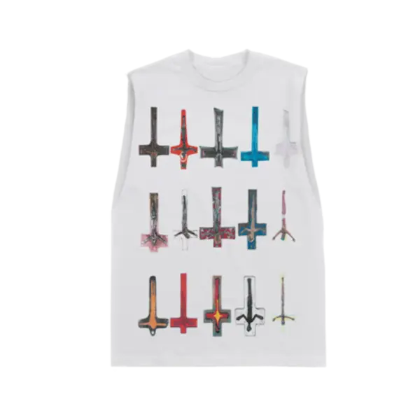 PLAYBOI CARTI Cross Sleeveless Tee Shirt - White