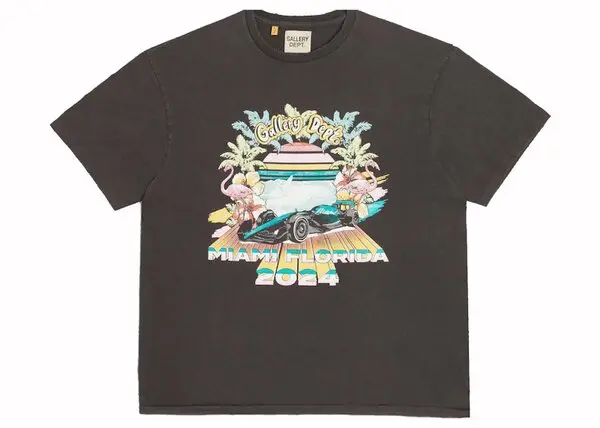 GALLERY DEPT. X Miami International Autodrone Miami Grand Prix Auction Tee Shirt - Vintage Black