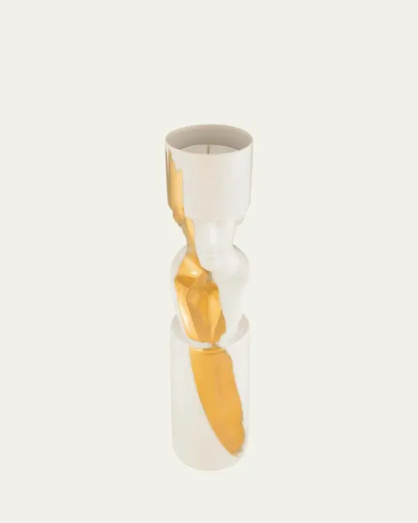 GINORI 1735 The Scholar Candleholder, White/gold Lcdc Collection