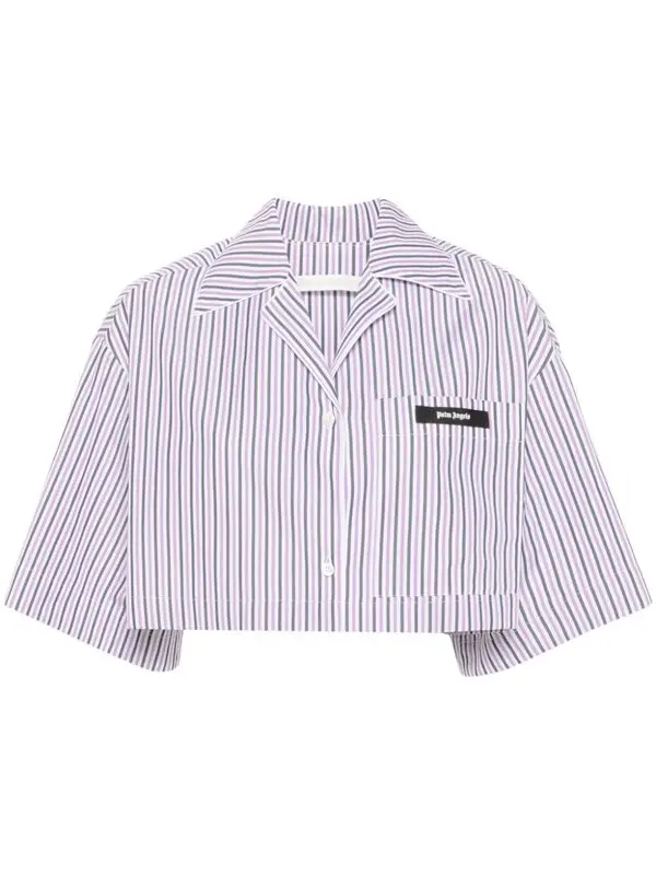 Palm Angels Logo-tag Cropped Striped Shirt