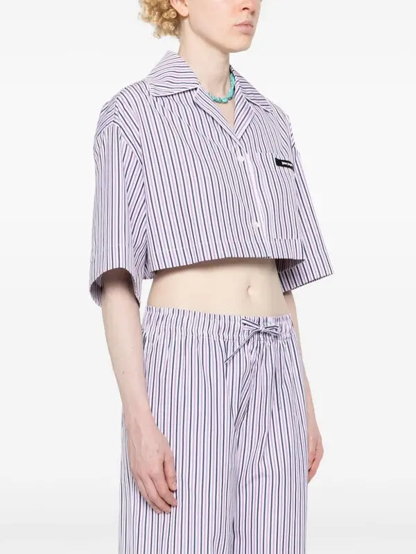 Palm Angels Logo-tag Cropped Striped Shirt