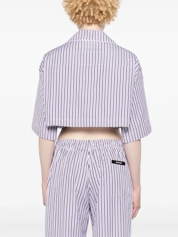 Palm Angels Logo-tag Cropped Striped Shirt