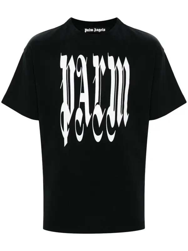 Palm Angels Gothic Logo-print T-shirt - Black