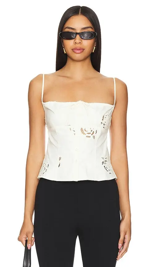 WeWoreWhat Ruched Cup Button Tank In Ivory