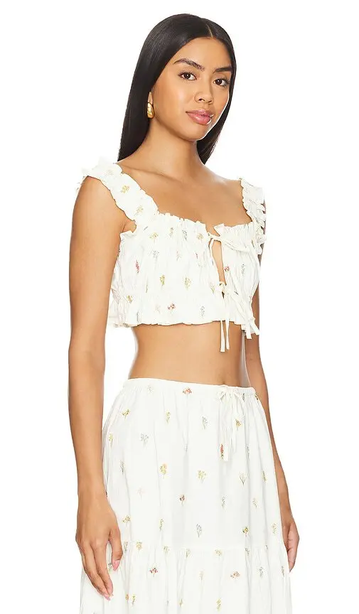 WeWoreWhat Double Tie Top - Antique White Multi