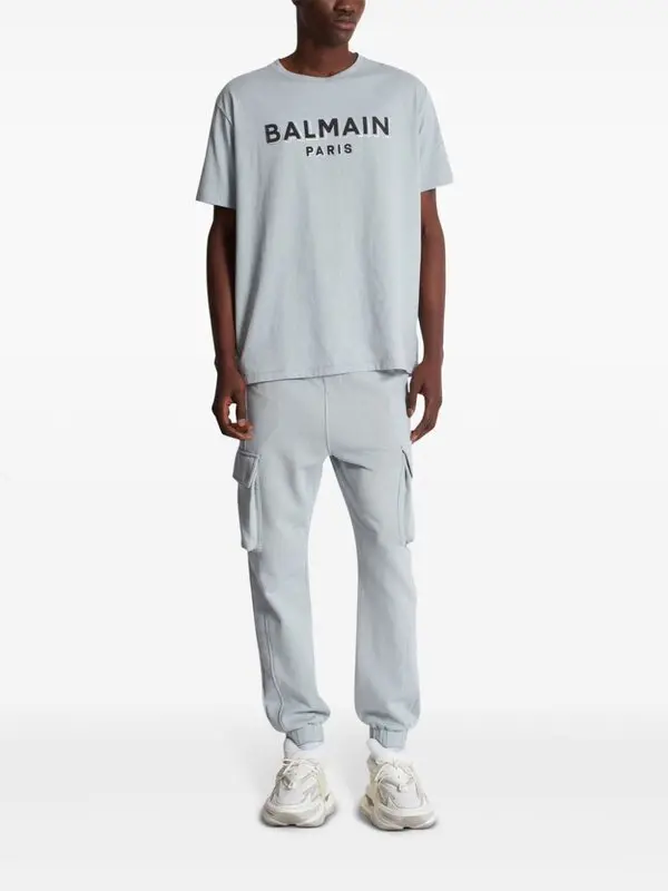Balmain Logo-print Cotton Cargo Track Pants - Grey