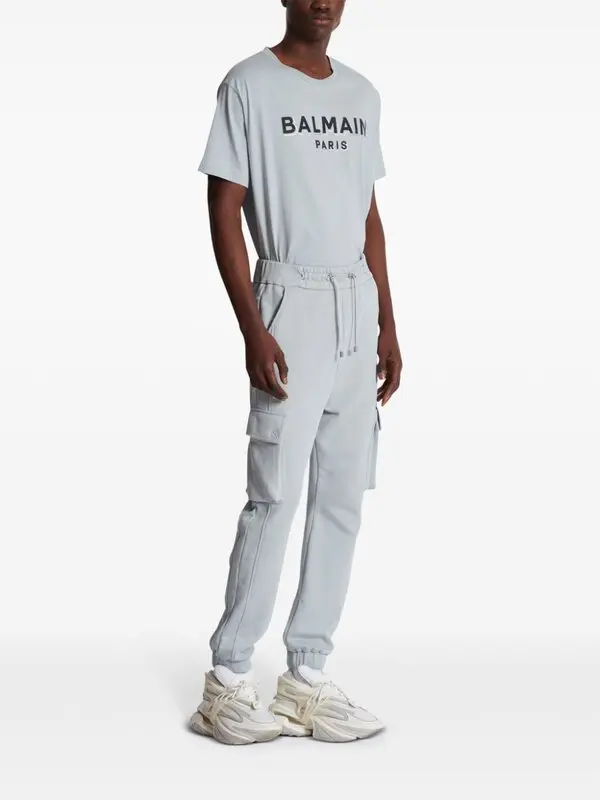 Balmain Logo-print Cotton Cargo Track Pants - Grey