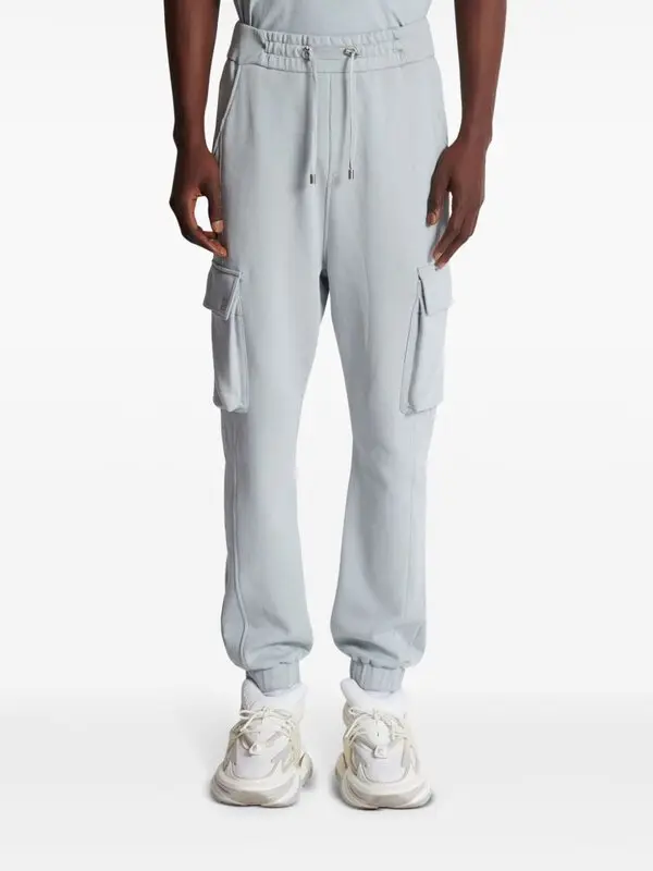 Balmain Logo-print Cotton Cargo Track Pants - Grey