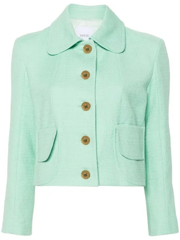 PATOU Cropped Tweed Jacket - Green