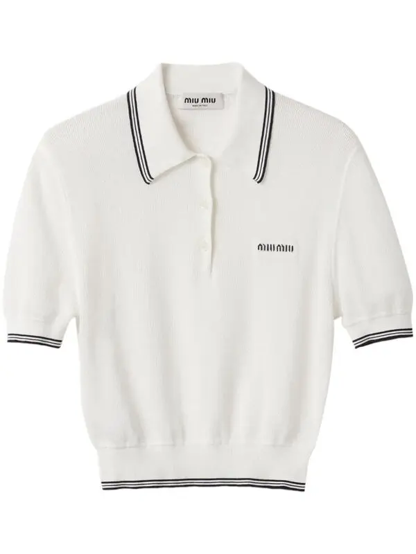 Miu Miu Stripe-detail Polo Top