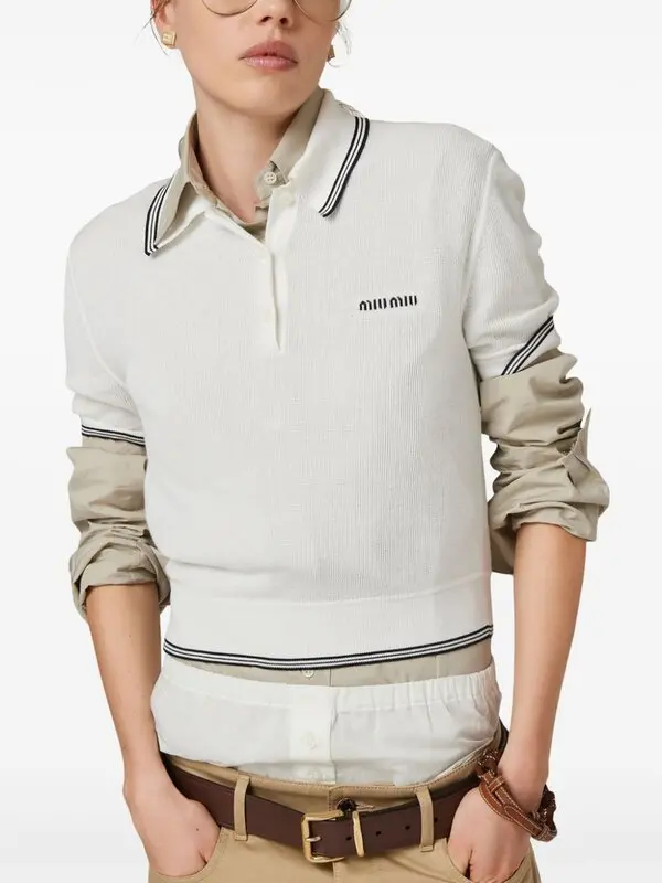 Miu Miu Stripe-detail Polo Top