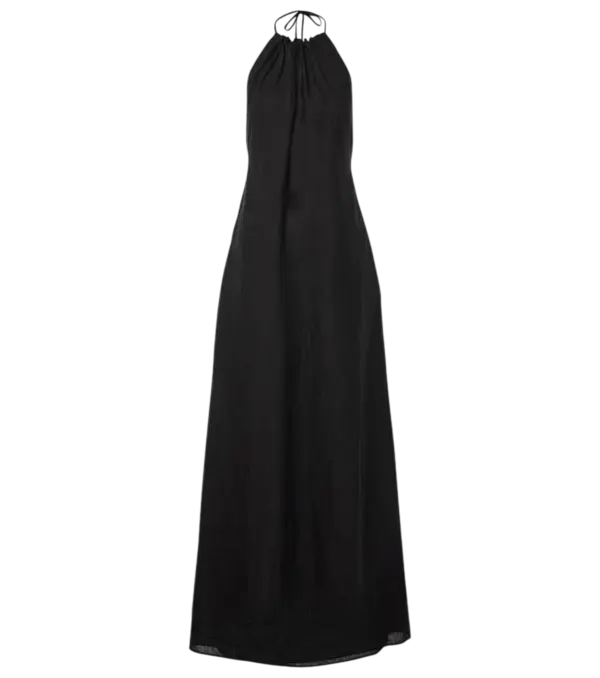 NILI LOTAN Lelia Halterneck Linen Maxi Dress - Black