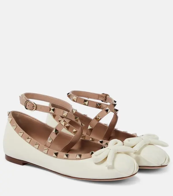 Valentino Garavani Rockstud Leather Ballet Flats - Pink