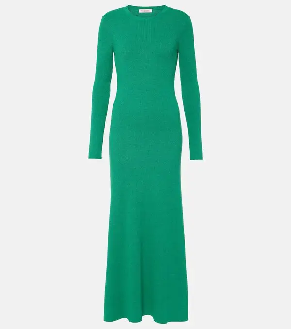 Valentino Garavani Ribbed-knit Silk Bouclé Midi Dress