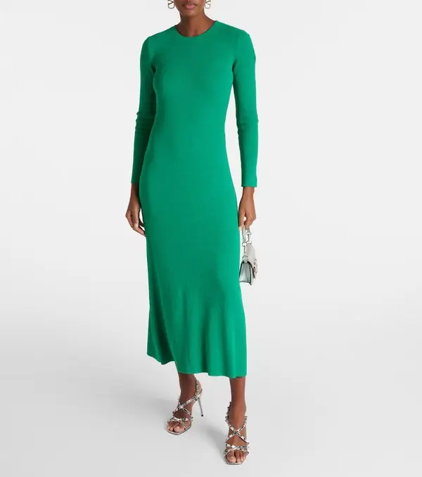 Valentino Garavani Ribbed-knit Silk Bouclé Midi Dress
