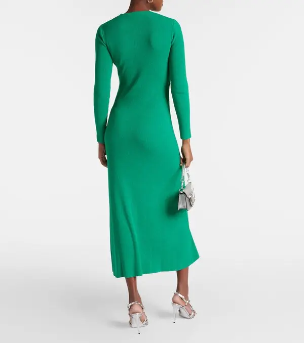 Valentino Garavani Ribbed-knit Silk Bouclé Midi Dress