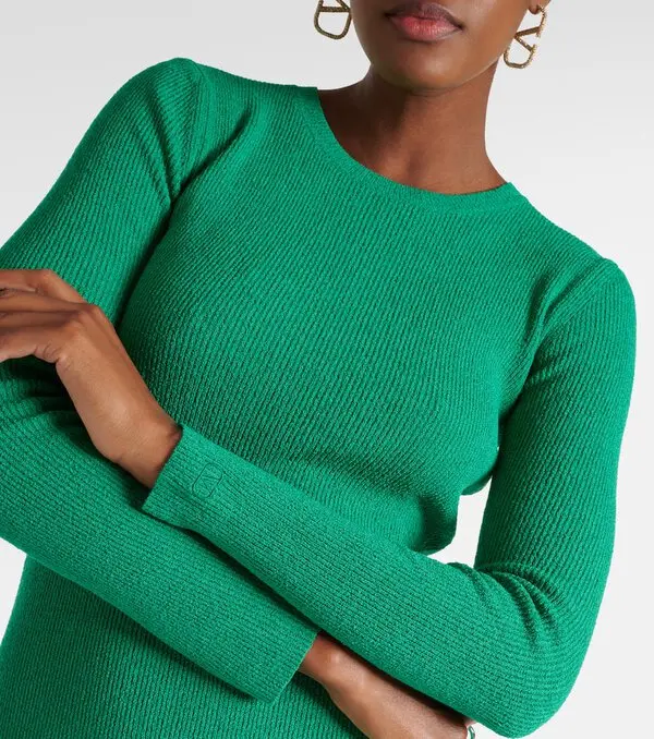 Valentino Garavani Ribbed-knit Silk Bouclé Midi Dress