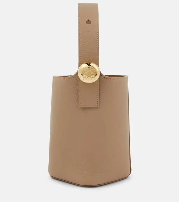 Loewe Pebble Mini Leather Bucket Bag - Beige