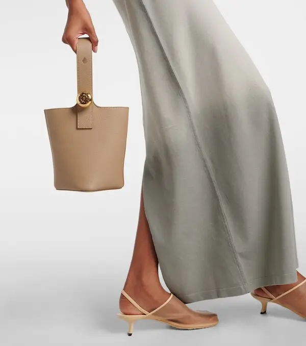 Loewe Pebble Mini Leather Bucket Bag - Beige