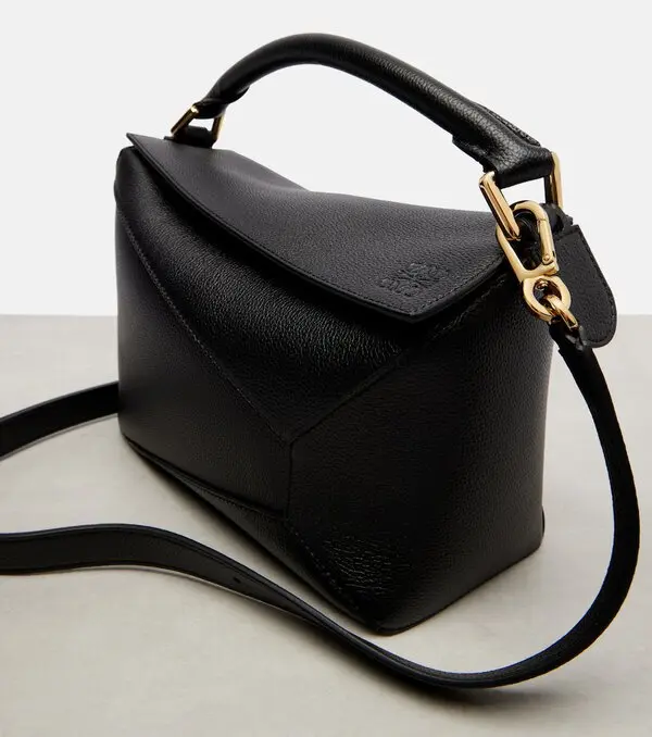 Loewe Puzzle Small Leather Shoulder Bag - Black