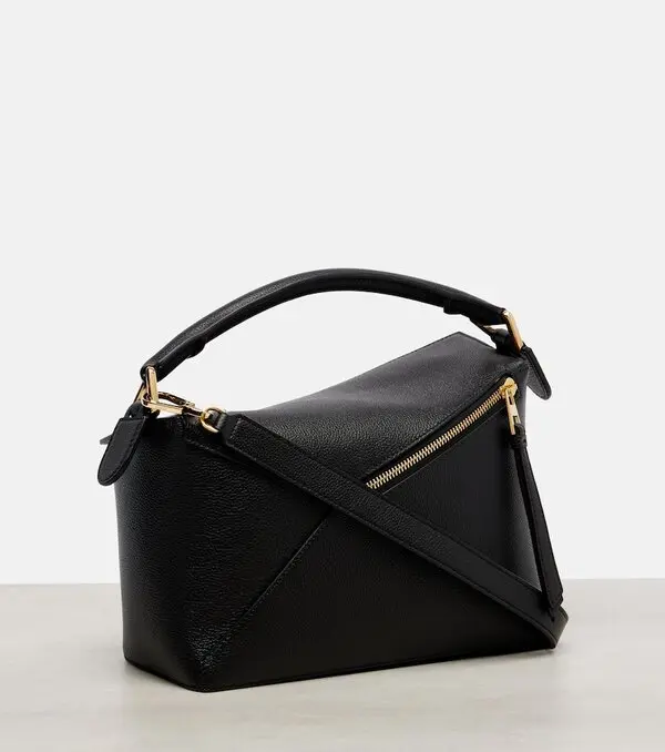 Loewe Puzzle Small Leather Shoulder Bag - Black