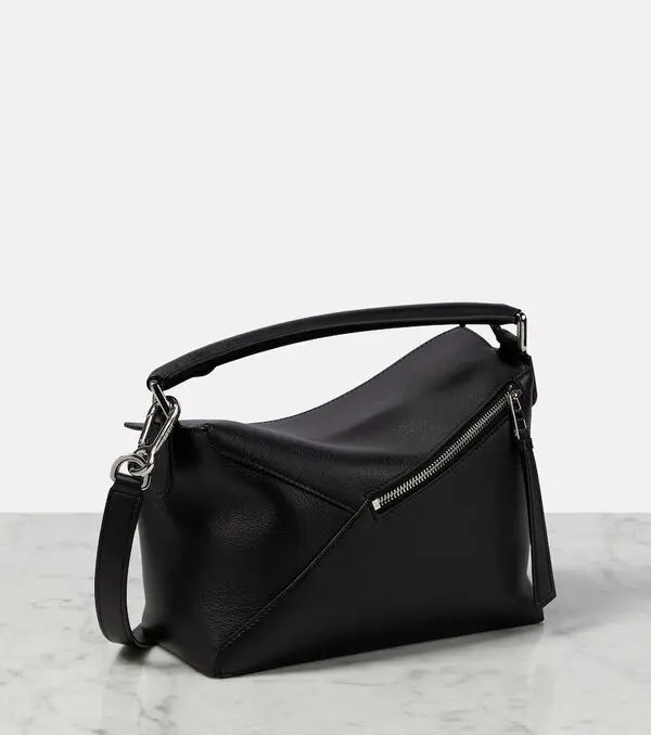 Loewe Puzzle Small Leather Shoulder Bag - Black
