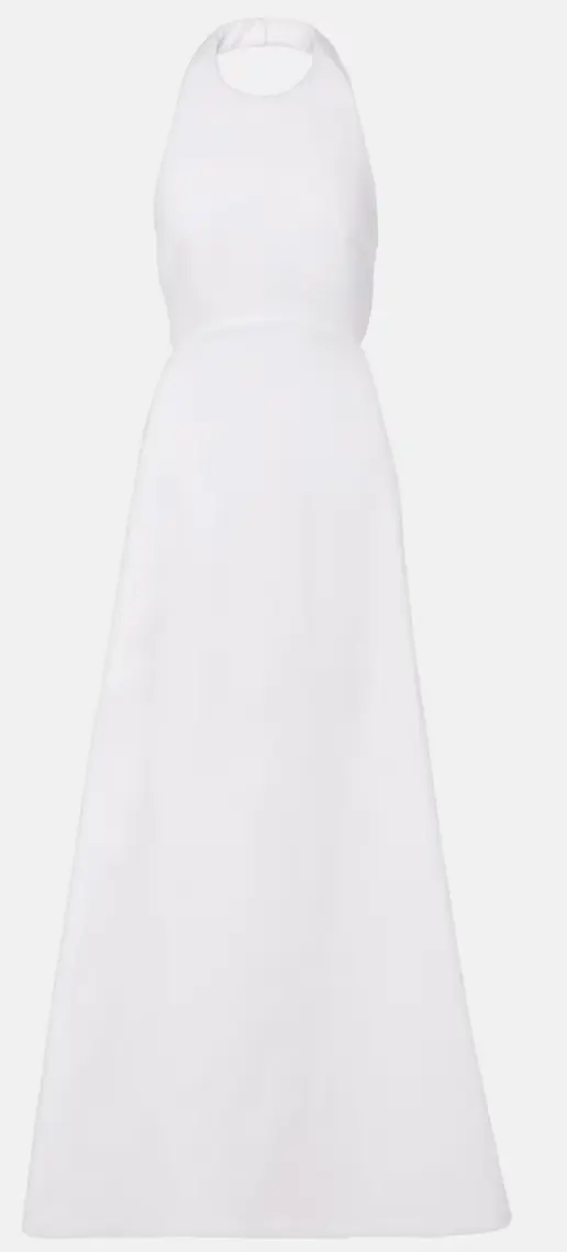 ADRIANA DEGREAS Halterneck Cotton-blend Maxi Dress - White