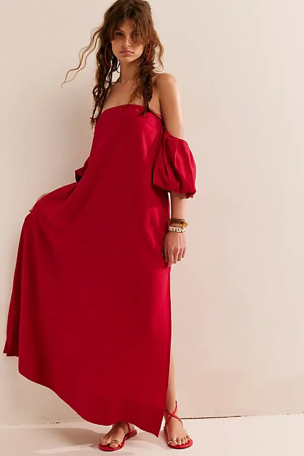 Free People Julietta Linen Maxi Dress - Wild Rose | Editorialist