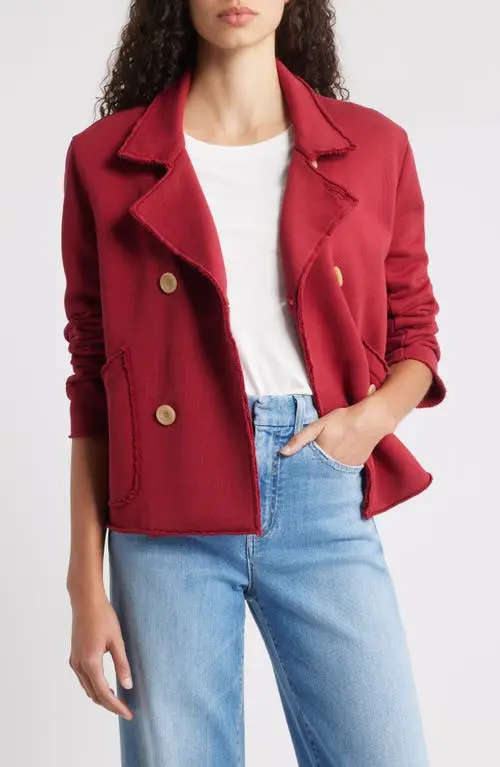 Frank & Eileen Mini Belfast Crop Knit Pea Coat - Garnet