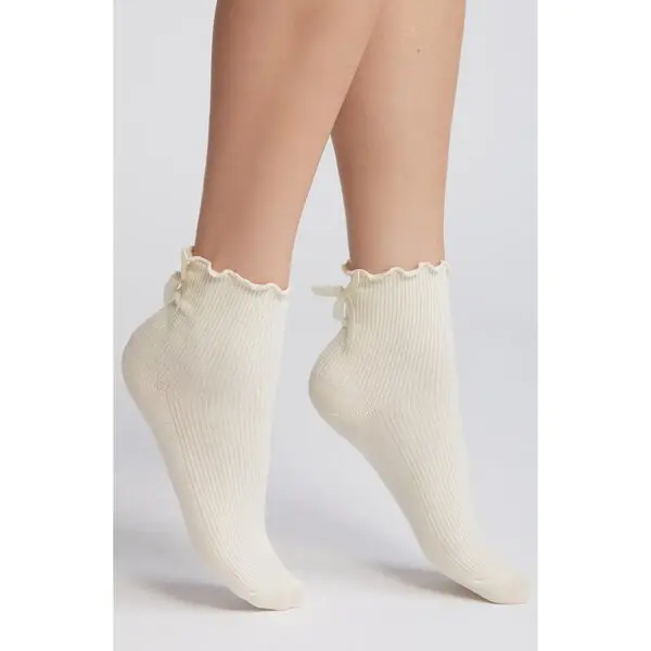 CASA CLARA Bow Cotton Quarter Socks - Cream