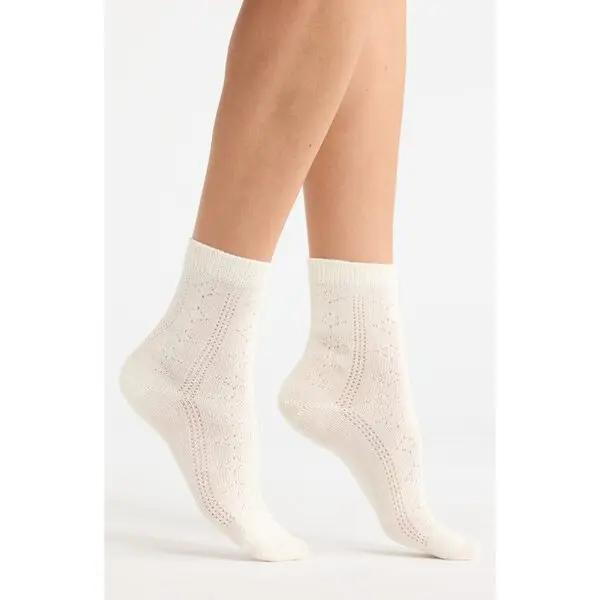 CASA CLARA Bow Cotton Quarter Socks - Ivory