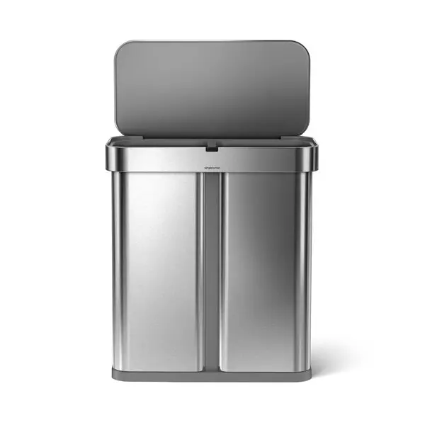 SIMPLEHUMAN 58 Liter Sensor Recycling Trash Can With Liner Pocket - Stainless