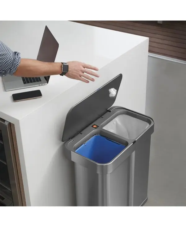 SIMPLEHUMAN 58 Liter Sensor Recycling Trash Can With Liner Pocket