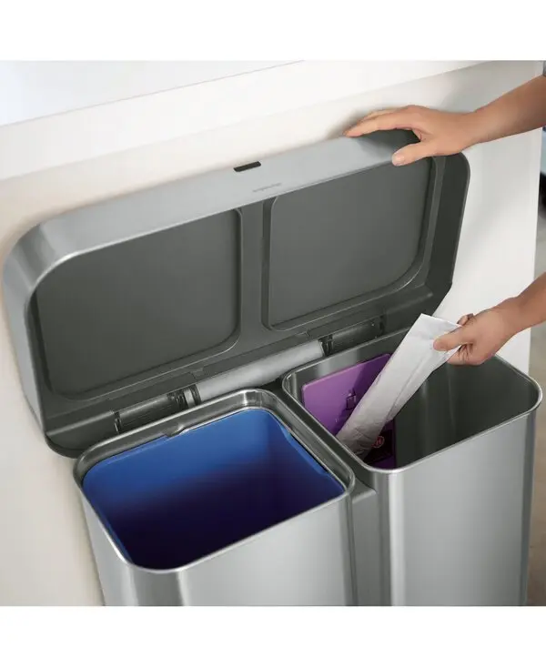 SIMPLEHUMAN 58 Liter Sensor Recycling Trash Can With Liner Pocket