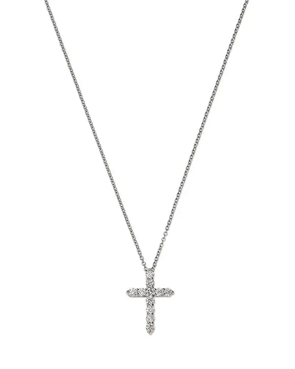 Bloomingdale'S Diamond Cross Pendant Necklace - White