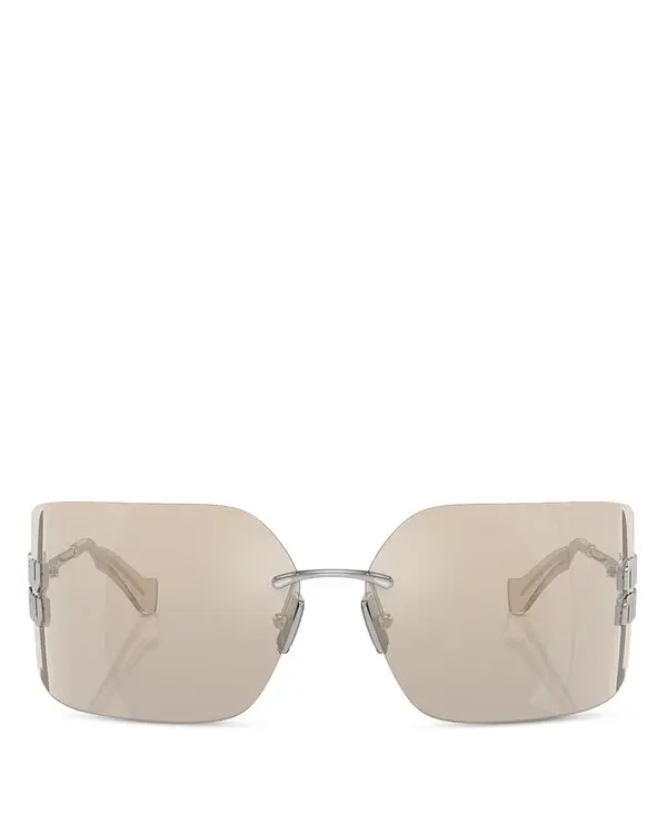 Miu Miu 80mm Metal Shield Sunglasses - Silver/gray Mirrored Solid