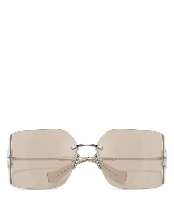 Miu Miu 80mm Metal Shield Sunglasses - Silver/gray Mirrored Solid
