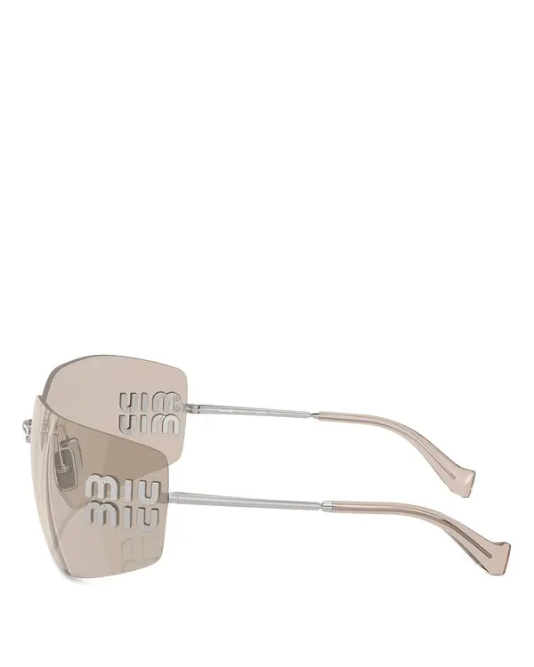 Miu Miu 80mm Metal Shield Sunglasses - Silver/gray Mirrored Solid