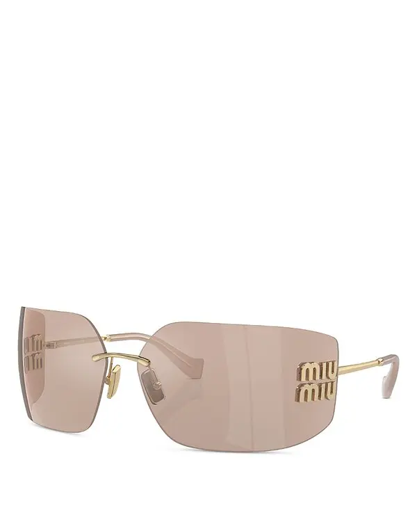 Miu Miu 80mm Metal Shield Sunglasses - Tan Mirrored Solid