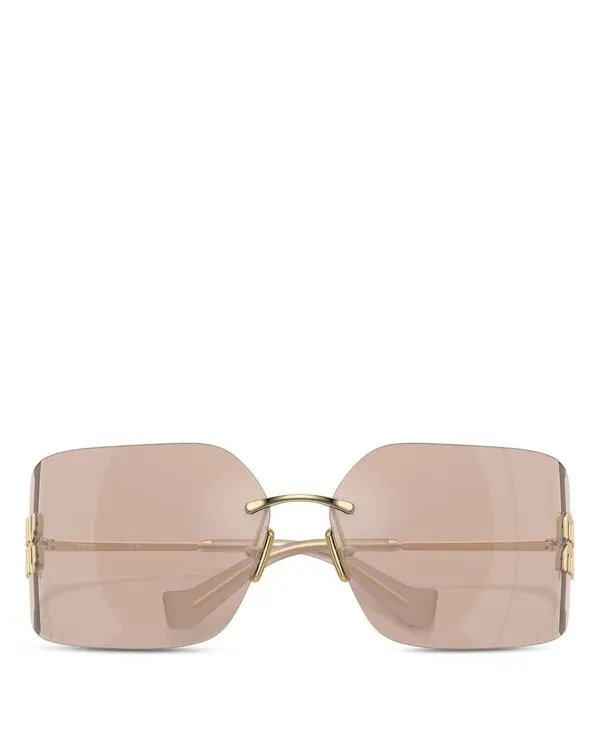 Miu Miu 80mm Metal Shield Sunglasses - Tan Mirrored Solid