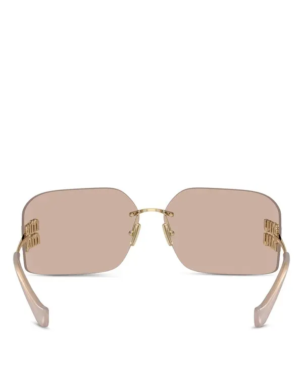 Miu Miu 80mm Metal Shield Sunglasses - Tan Mirrored Solid