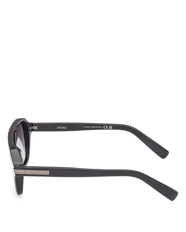 Zegna 51mm Round Frame Sunglasses - Black/gray Gradient