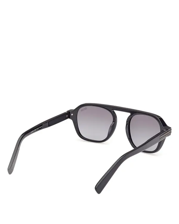 Zegna 51mm Round Frame Sunglasses - Black/gray Gradient