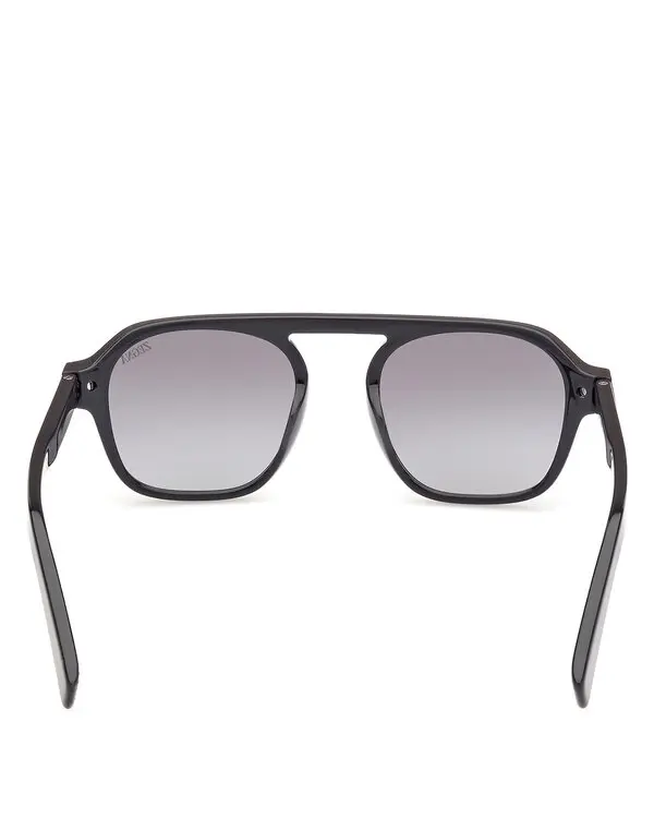 Zegna 51mm Round Frame Sunglasses - Black/gray Gradient