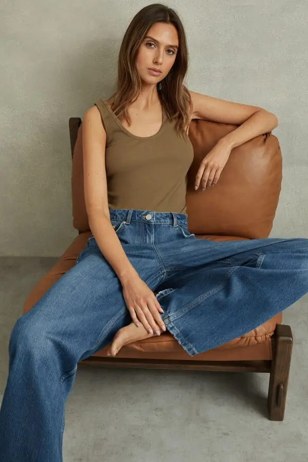 REISS Lyle Relaxed Wide Leg Jeans