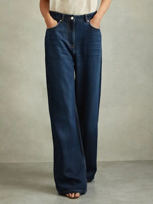 REISS Lyle Petite Relaxed Wide-leg Jeans