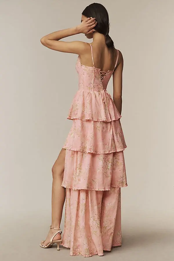 V. CHAPMAN Caterina Corset Ruffle Dress