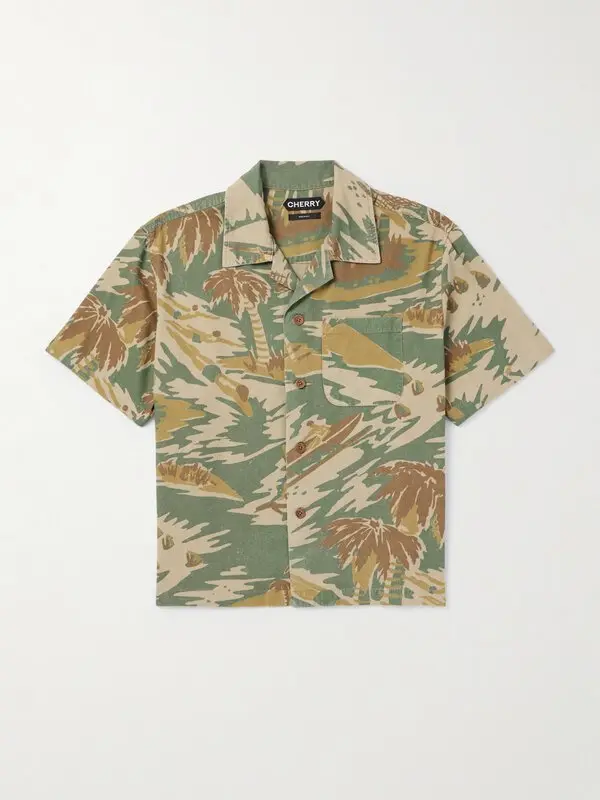 CHERRY LOS ANGELES Camp-collar Printed Cotton-twill Shirt